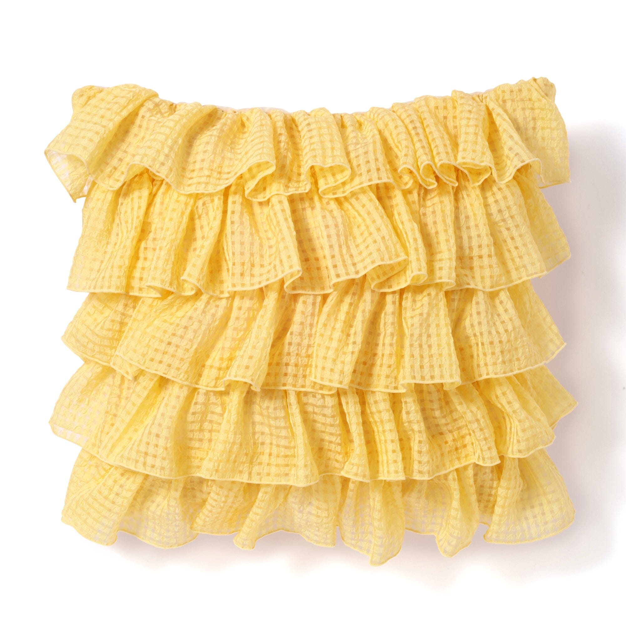 Sheer Frill Check Cushion Cover 450 X 450 Yellow – Francfranc Hong Kong