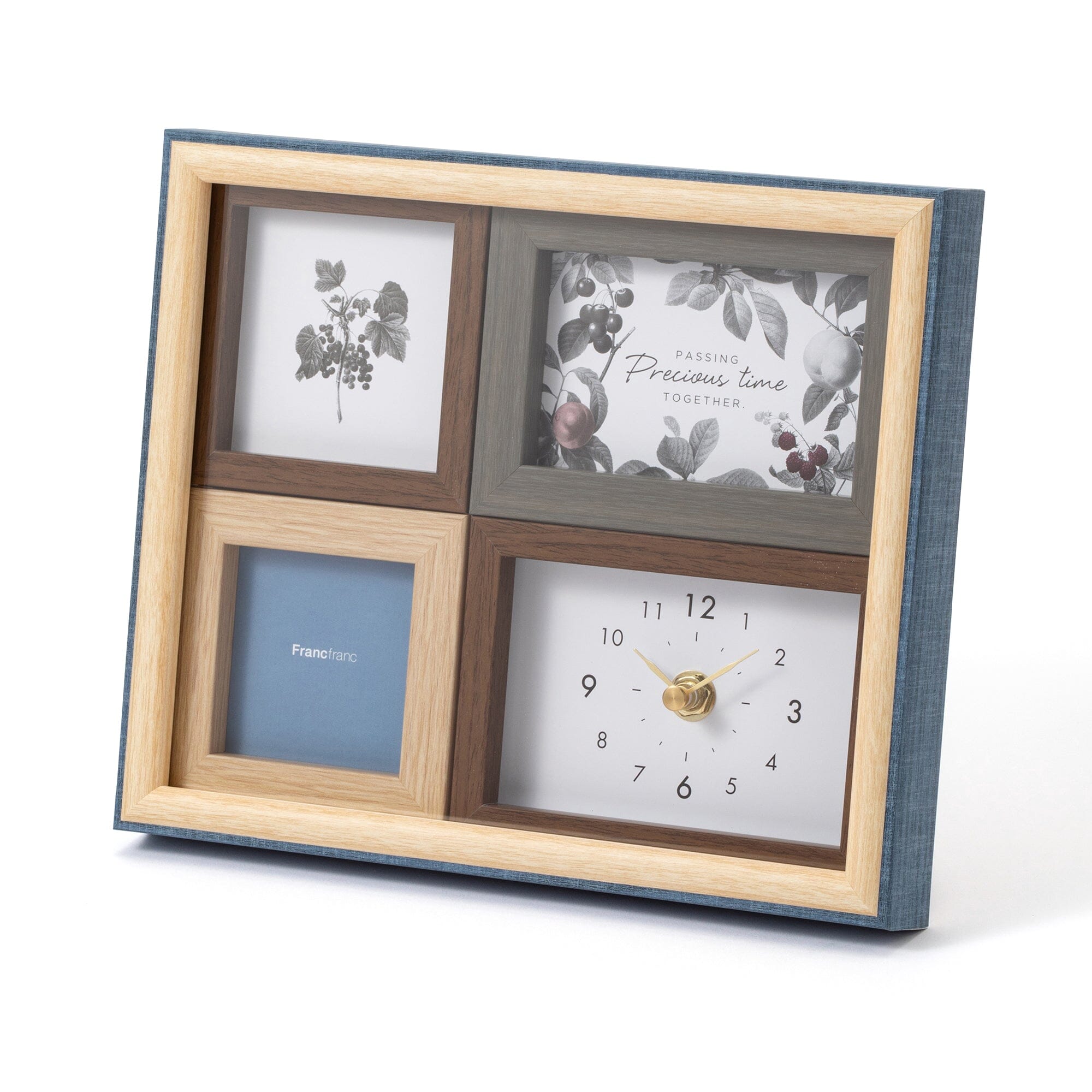 Natural Photo Frame With Clock Blue – Francfranc Hong Kong